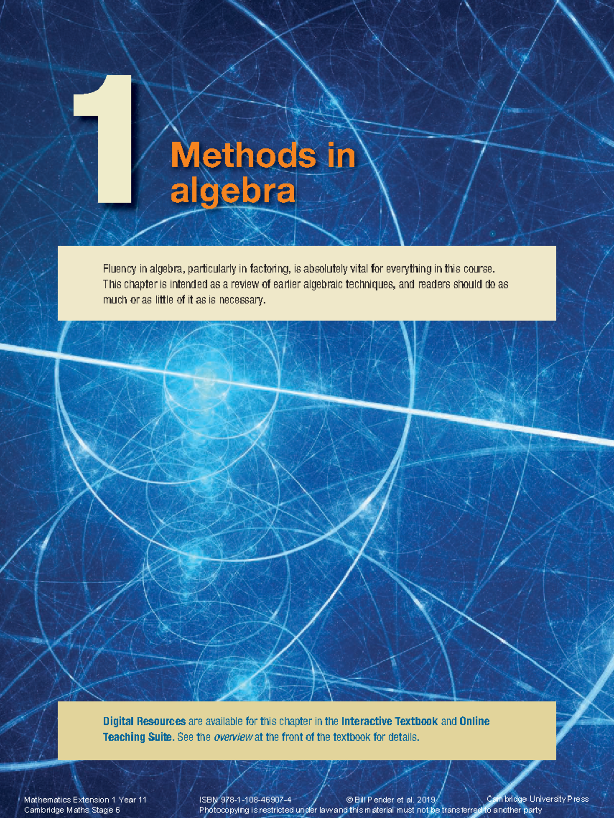 **Mathematics Extension 1 Year 11 - Methods in Algebra - Chapters 1A to ...