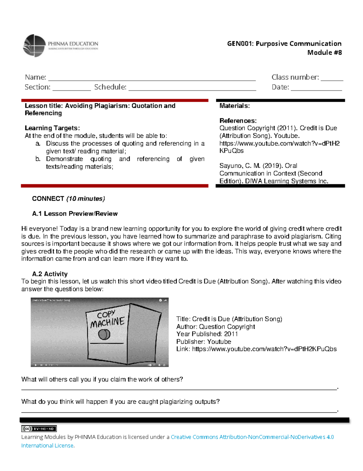 GEN001: Lesson on Avoiding Plagiarism - Quotation & Referencing - Studocu