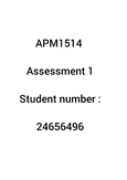 APM1514 - Unisa - Mathematical Modeling - Studocu