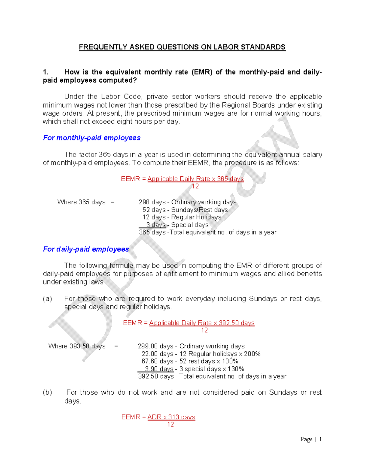 FAQs on Employee Wages and Benefits: Labor Standards Guide - Studocu