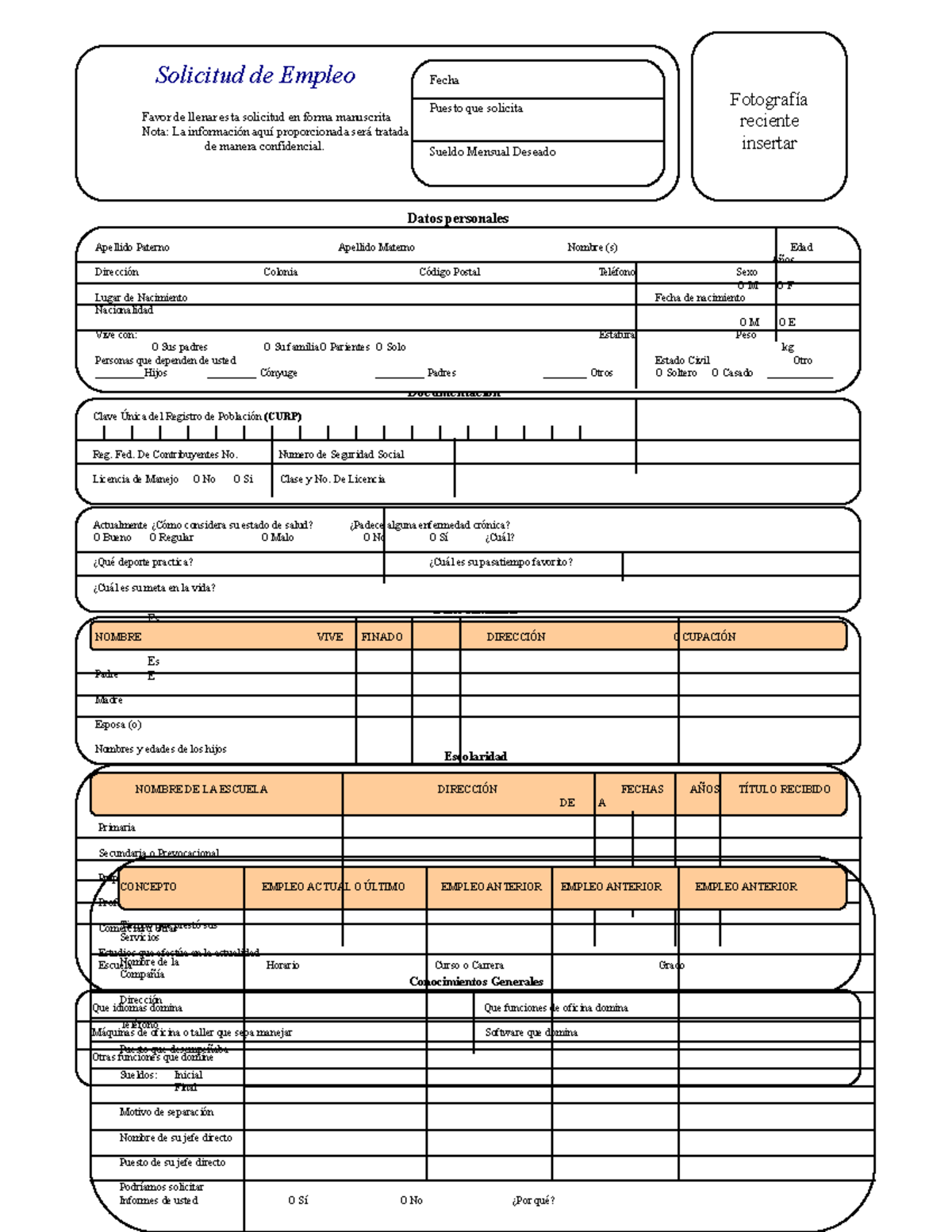 Formato-solicitud-empleo - Datos personales d Documentación Estado de ...