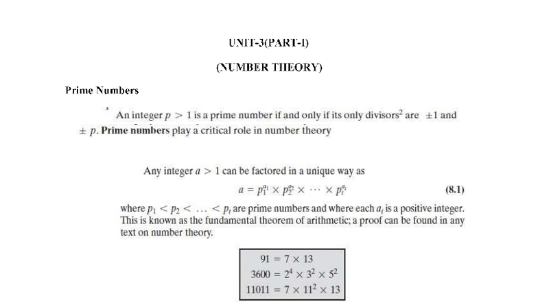CNS UNIT 3: Prime Numbers and Modular Arithmetic in Cryptography - Studocu
