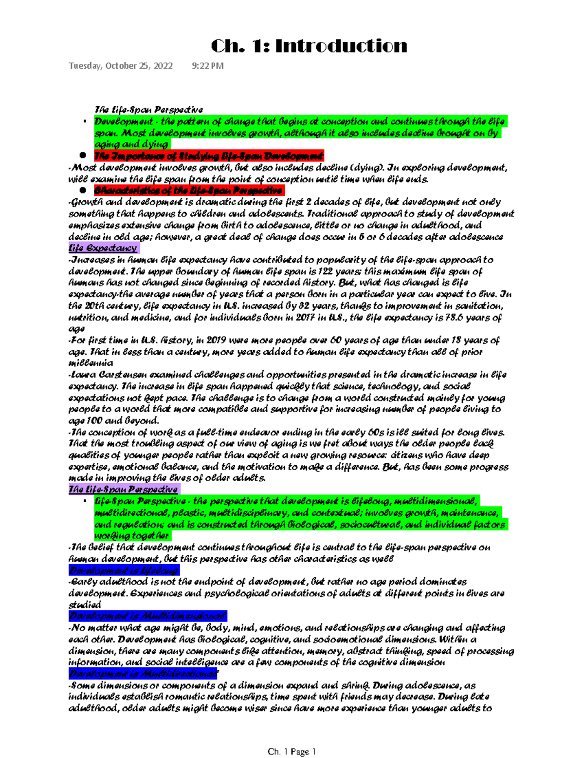 Ch. 1 Introduction - Life-Span Development Overview (18th Ed.) - Studocu