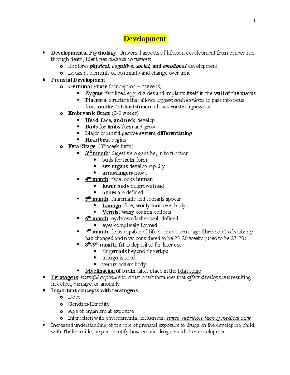 Psych Unit 3 - Developmental Psychology Lecture Notes - Studocu