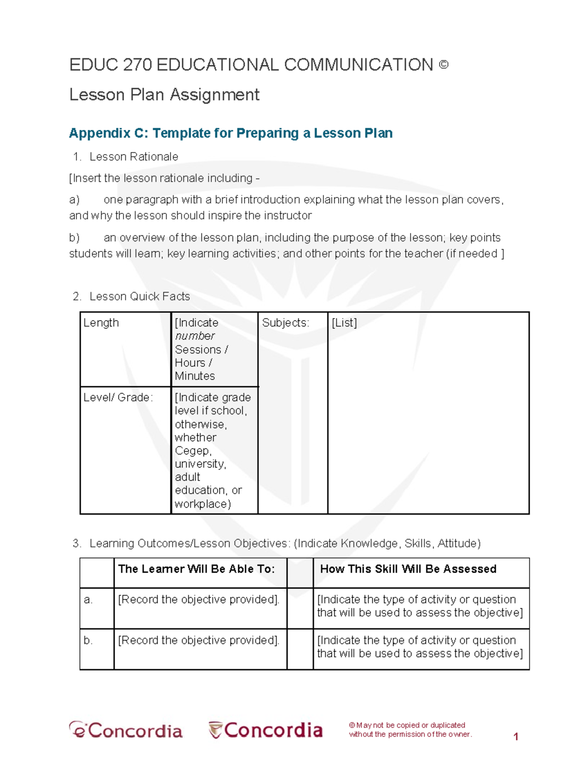 EDUC 270 Lesson Plan Assignment Template & Guidelines - Studocu