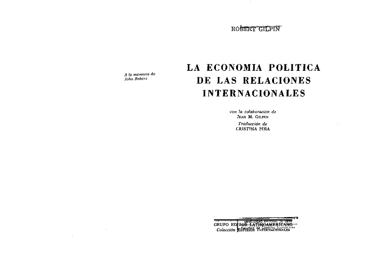 La Economía Política de las Relaciones Internacionales - Robt. Gilpin ...