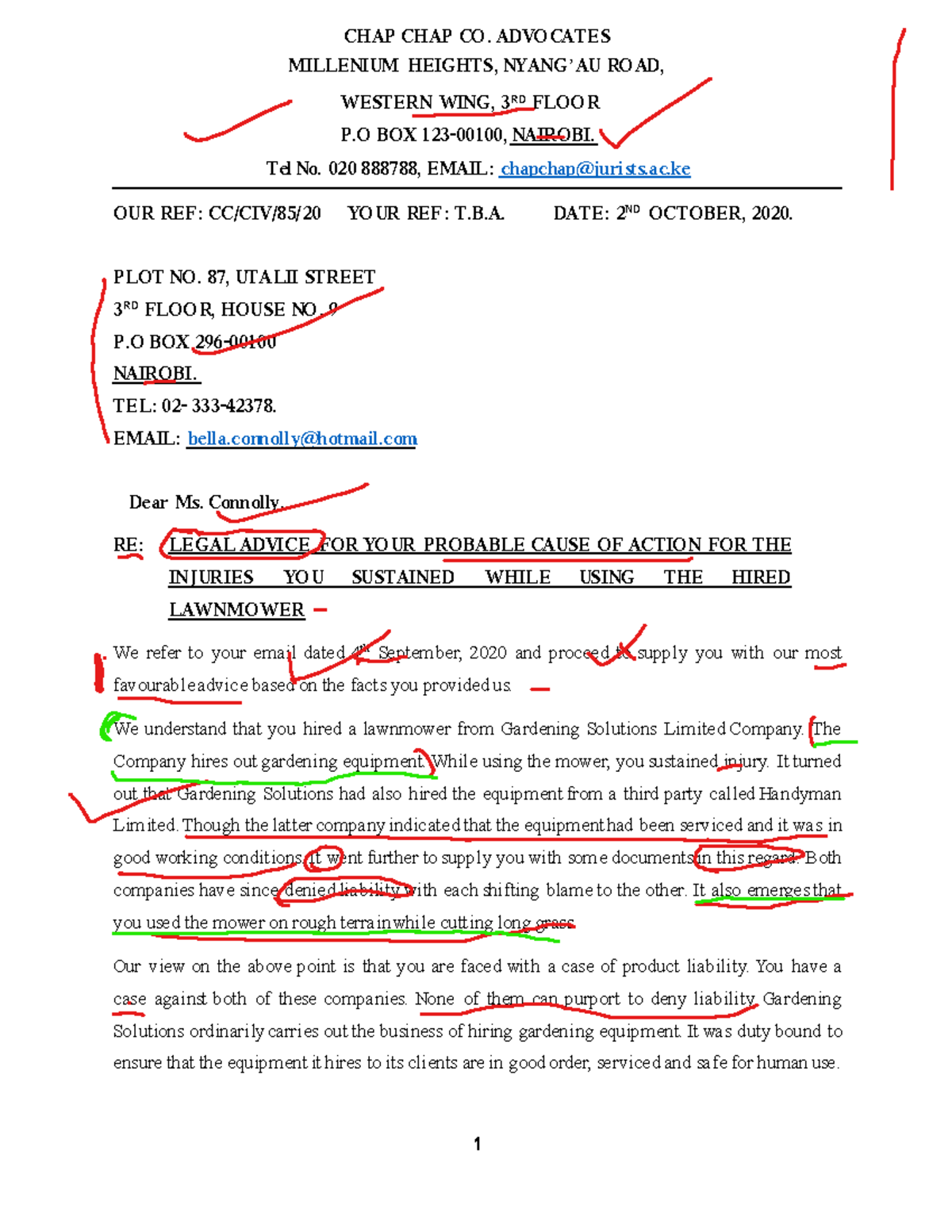 Legal Opinion Letter: Product Liability Case Analysis for Ms. Connolly ...