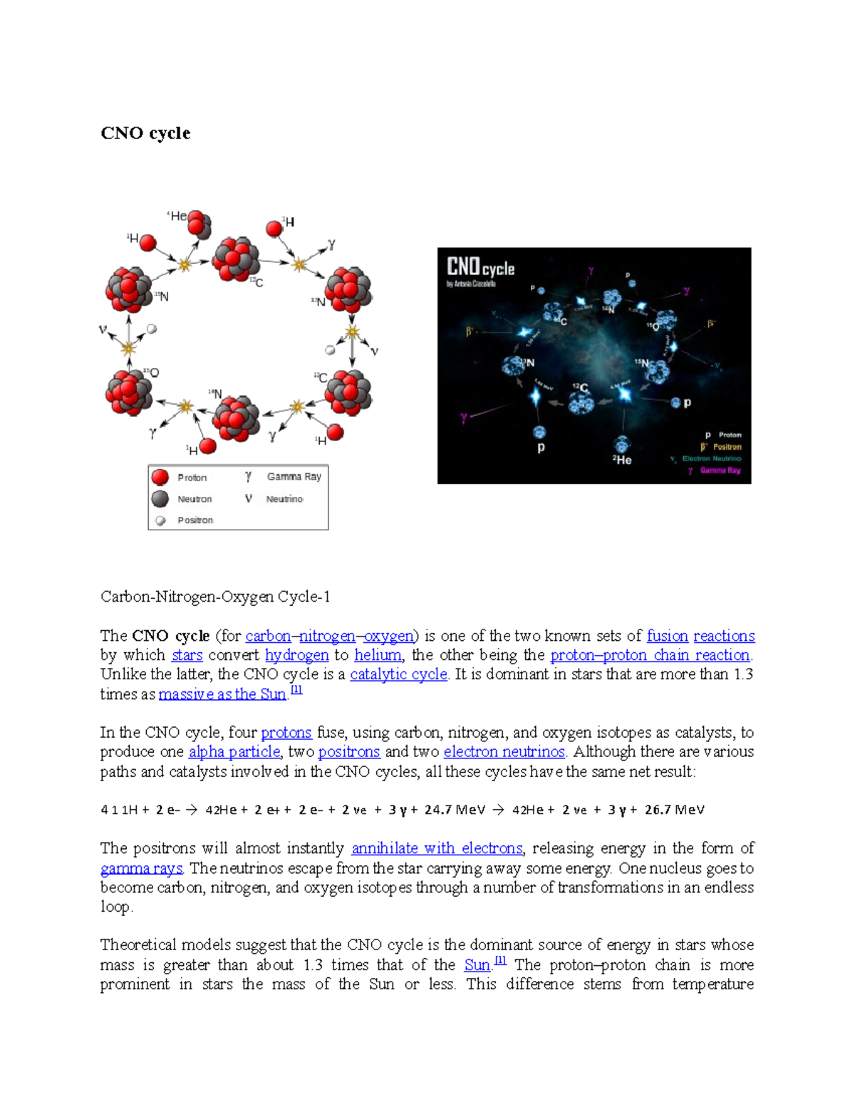 CNO Cycle Explained - Lecture Notes 1 for Astronomy 101 - Studocu