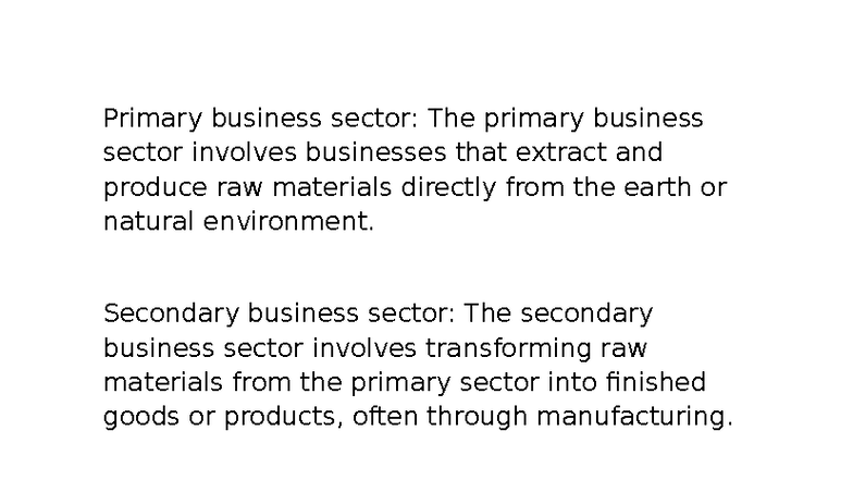 Business Sectors Overview: Primary to Quaternary Analysis - Studocu