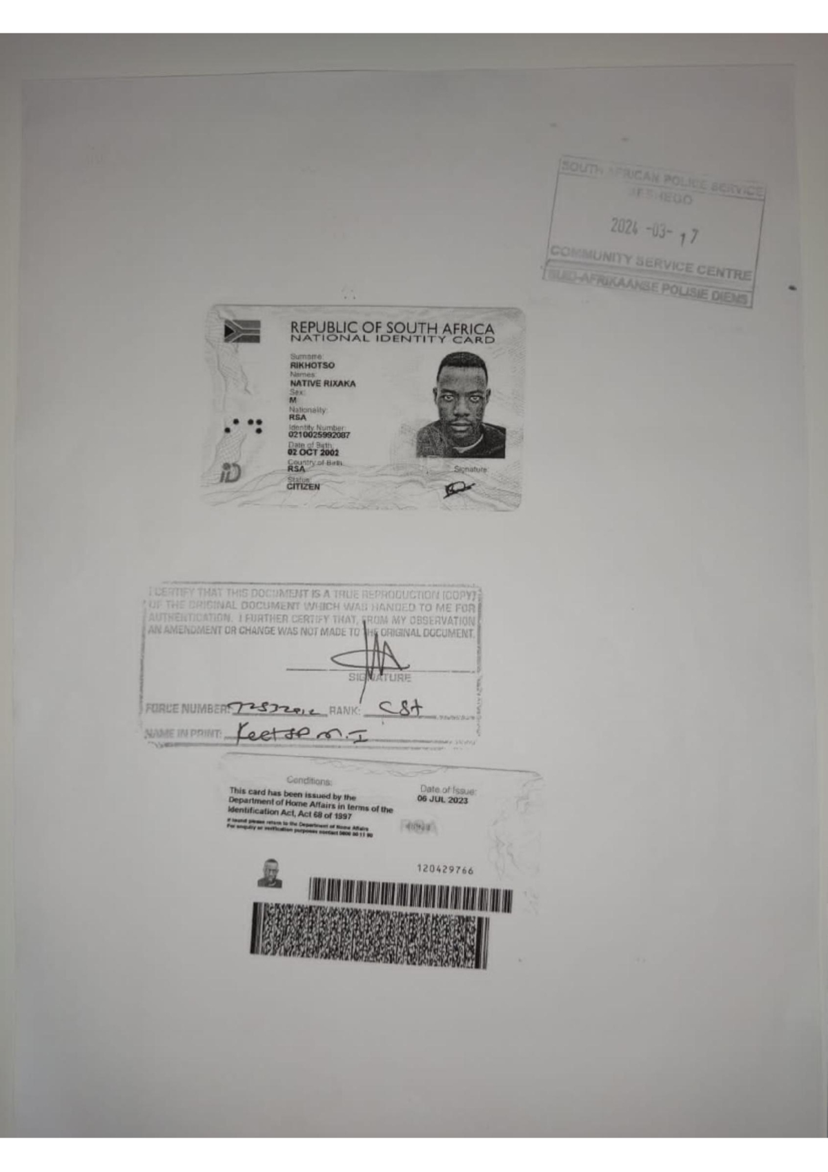 RSA National Identity Card & Authentication Details 2024 - Studocu