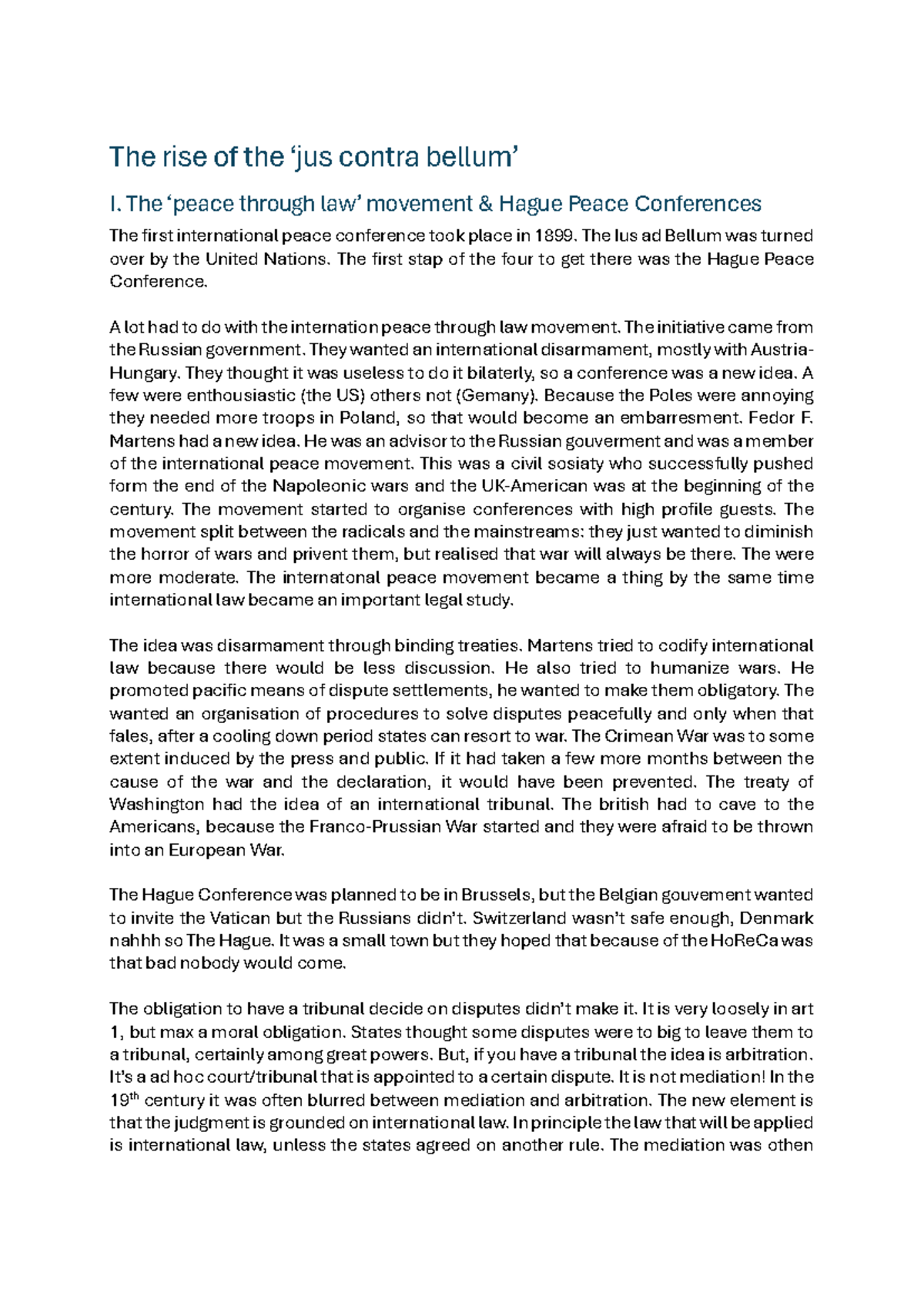 The Rise of the Jus Contra Bellum: Analyzing Peace Movements and ...