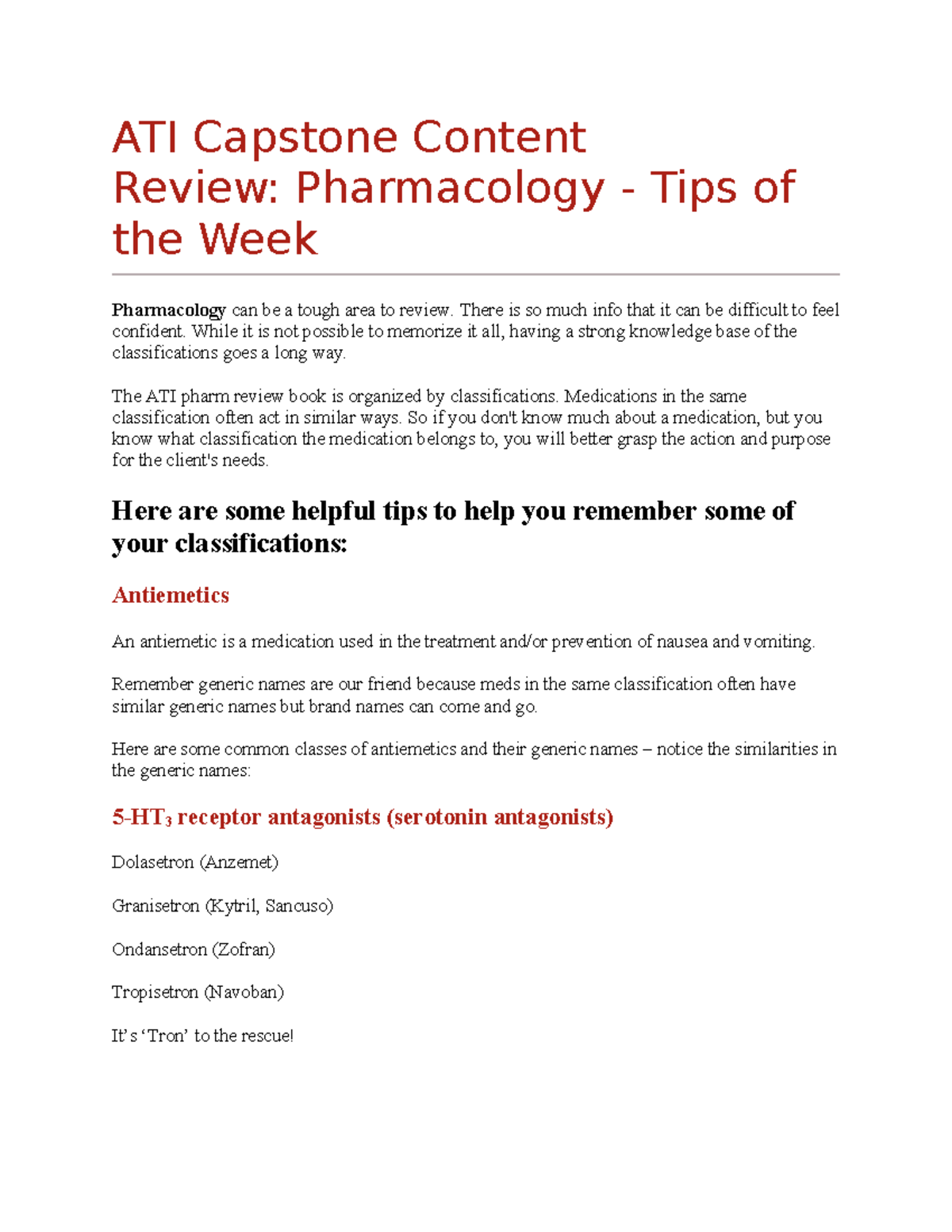 ATI Capstone Content Review: Pharmacology Study Tips and ...
