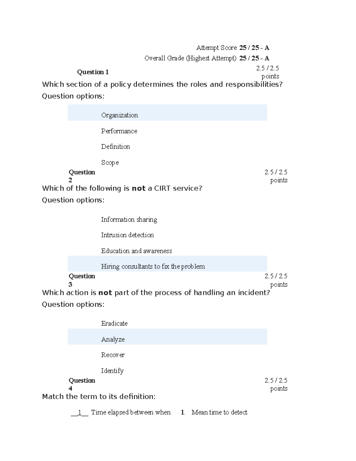 CYB 250 Module 1 Quiz 1 - Complete Answers and Scoring - Studocu