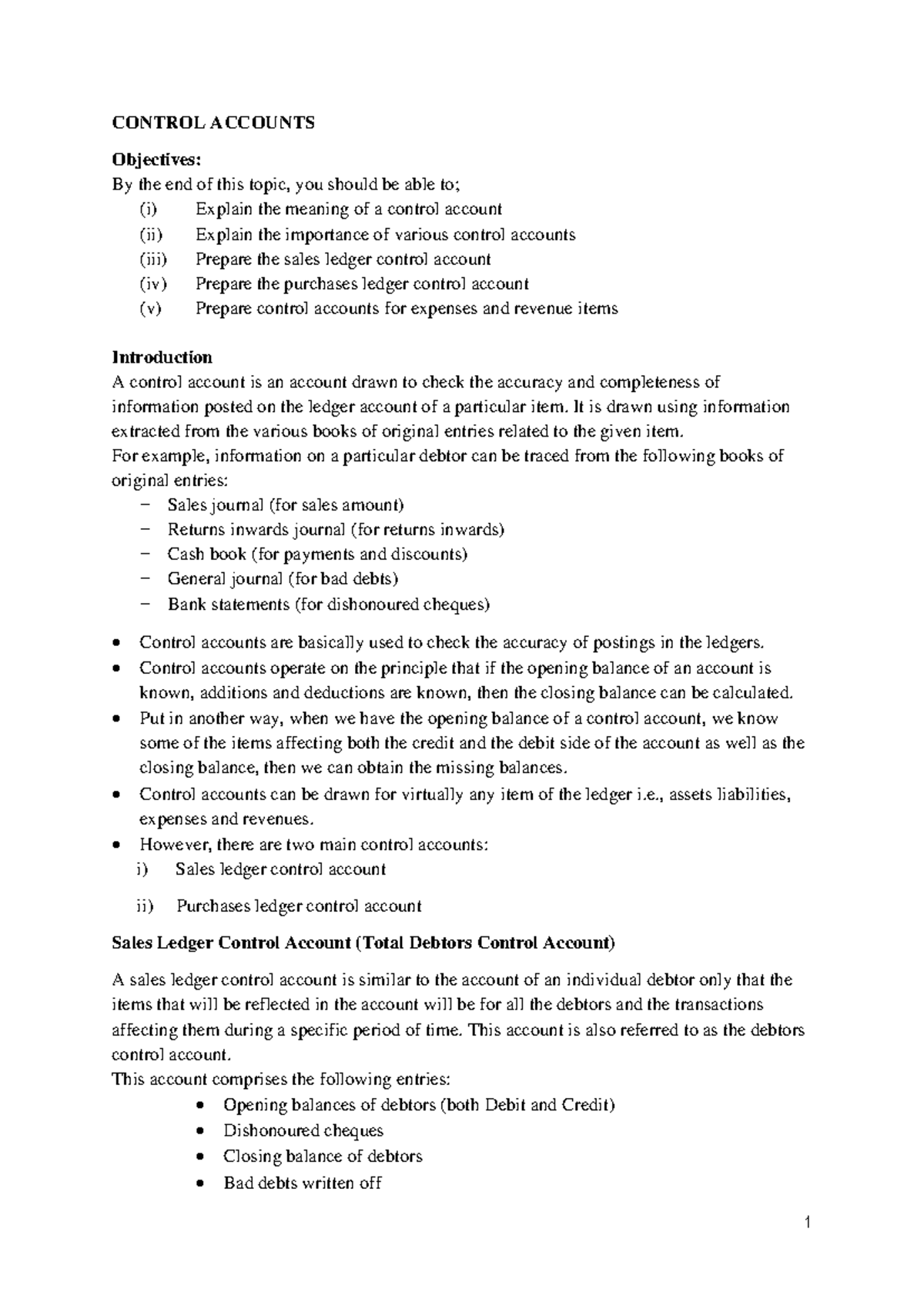 Sales Ledger Control Account Procedures & Examples (ACC123) - Studocu