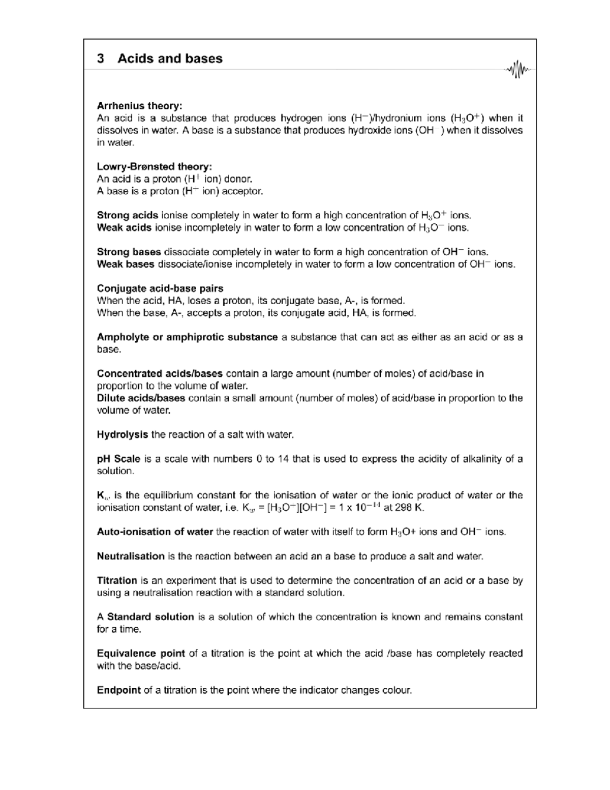 Chemistry Notes (Acids and Bases) - M Arrhenius Theory Overview - Studocu