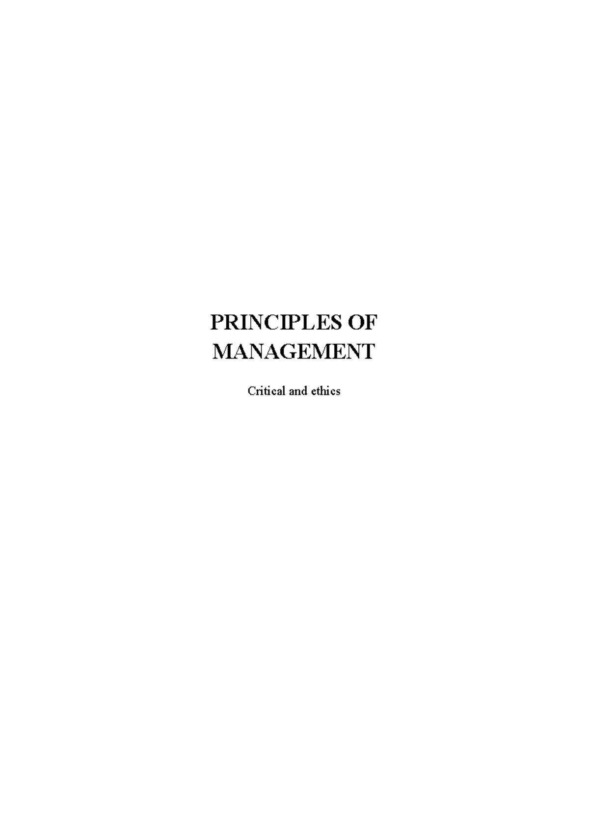 Principles of Management LEC 9: Critical Management & Ethics Insights ...