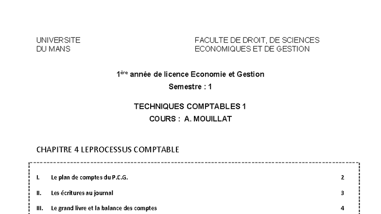 Chapitre 4 : Le Processus Comptable - 1L1-EG Techniques Comptables ...