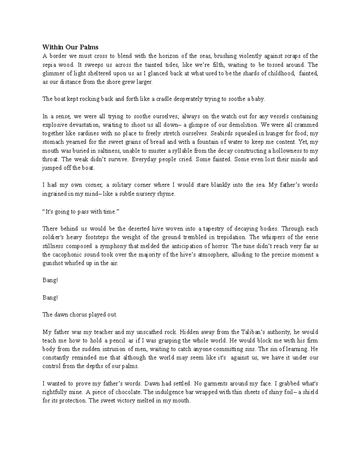 Multimodal Script: Exploring Immigration in 'Within Our Palms' - Studocu