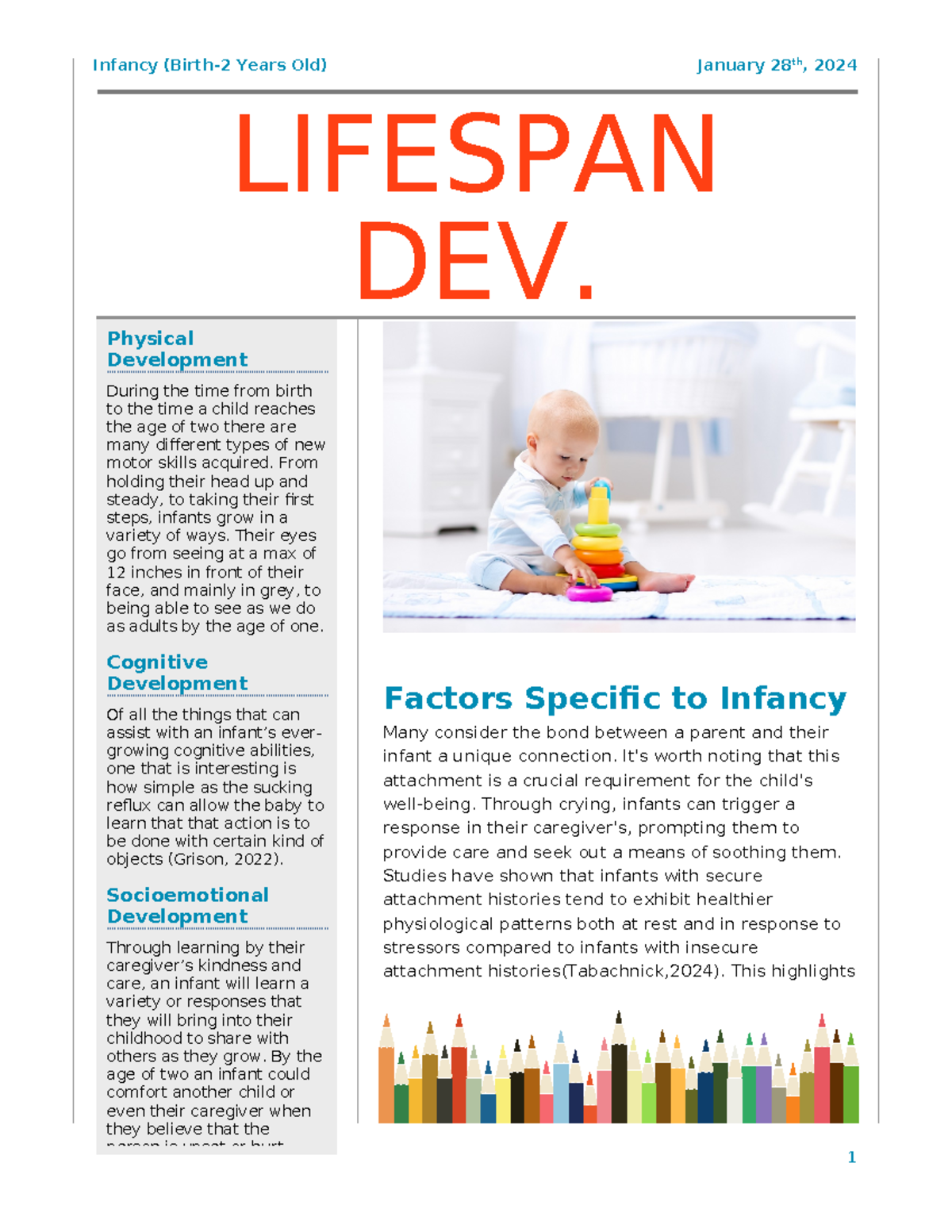 PSY 102 RS T3 Infancy Developmental Newsletter (Birth-2 Years) - Studocu