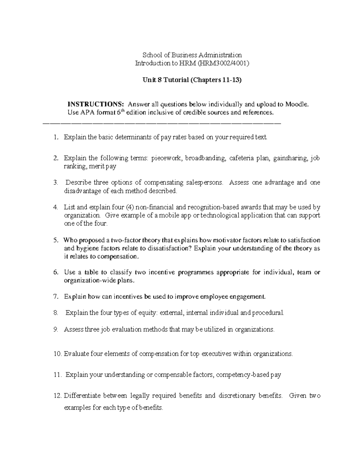 Human Resource Managament Tutorial Unit 8 -11 - HUMAN RESOURCE ...