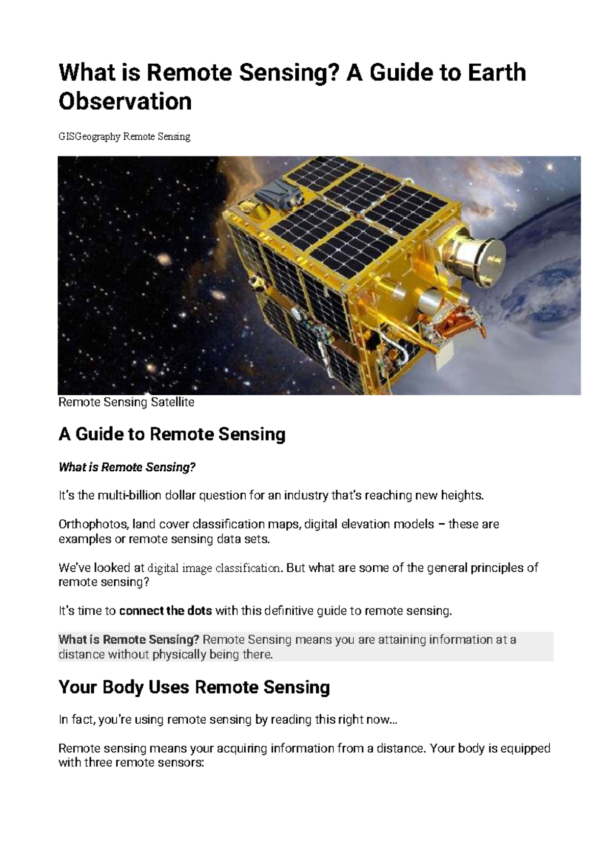 Remote Sensing 101: A Comprehensive Guide to Earth Observation - Studocu