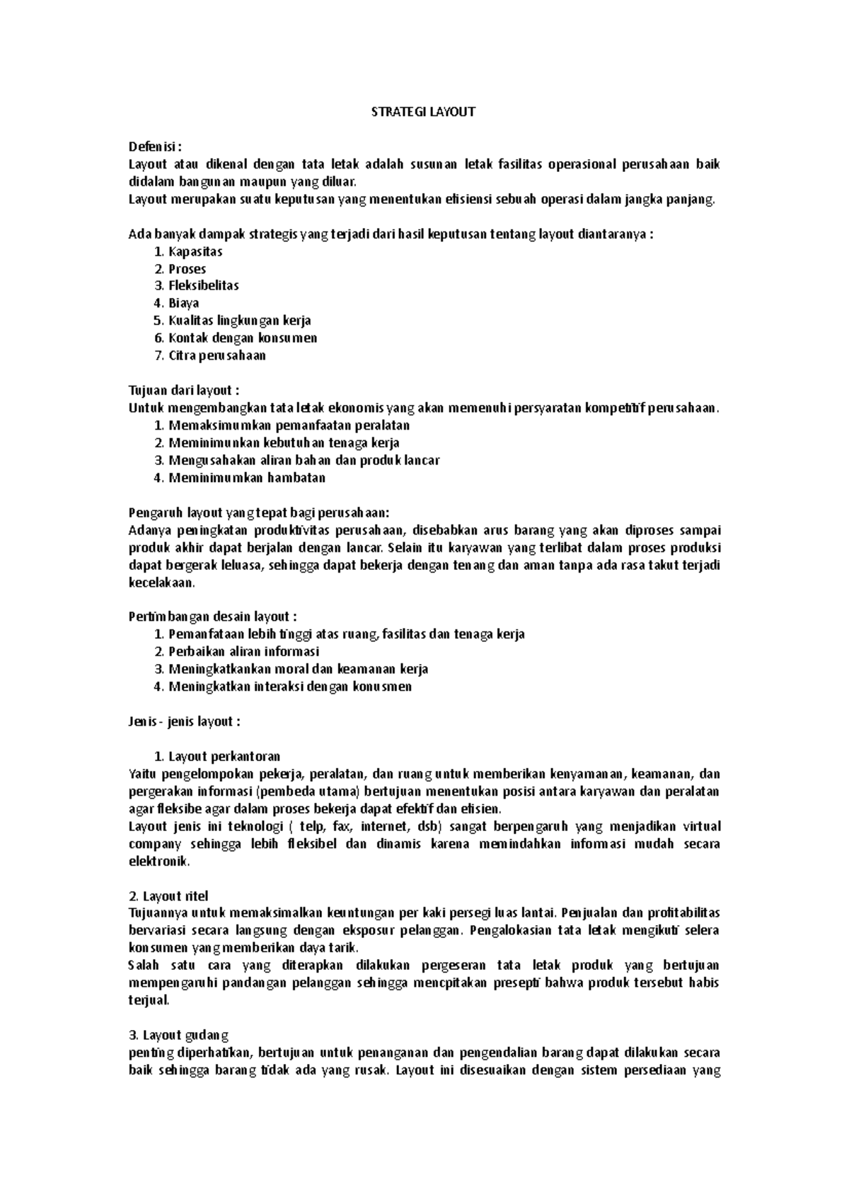 Strategi Layout PPT - Management - UNP - Studocu
