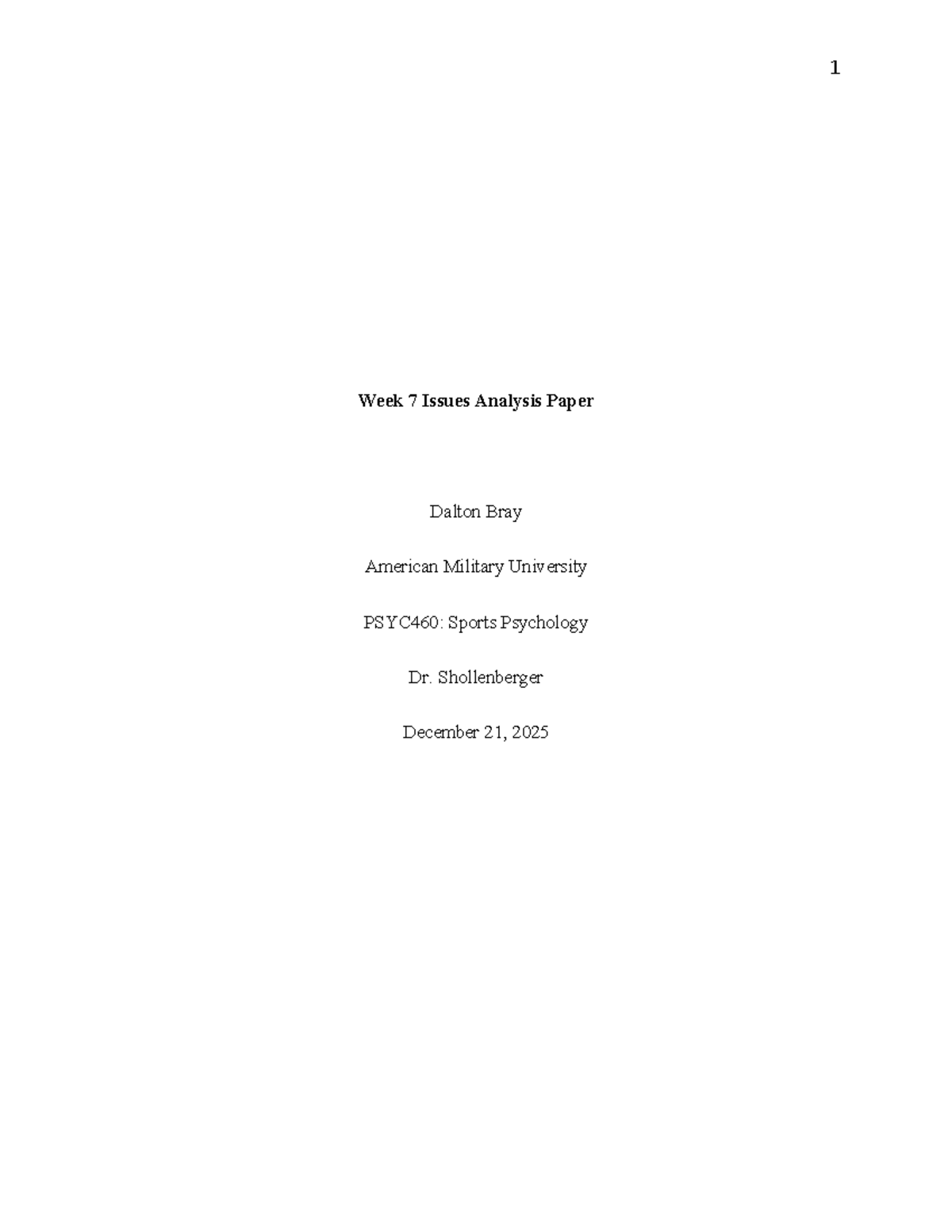 PSYC460: Week 7 Issues Analysis on Stress & Anxiety in Sports - Studocu