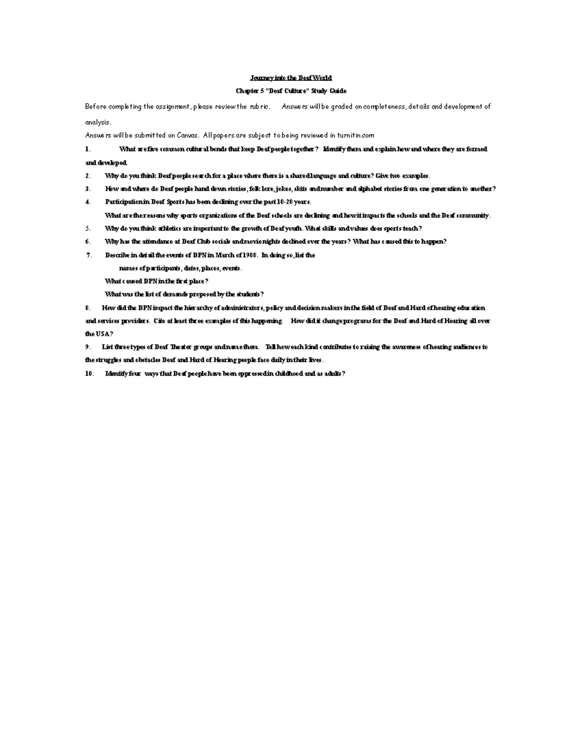 2023 DW Final Chapter 5 Study Questions 2 - Journey into the Deaf World ...
