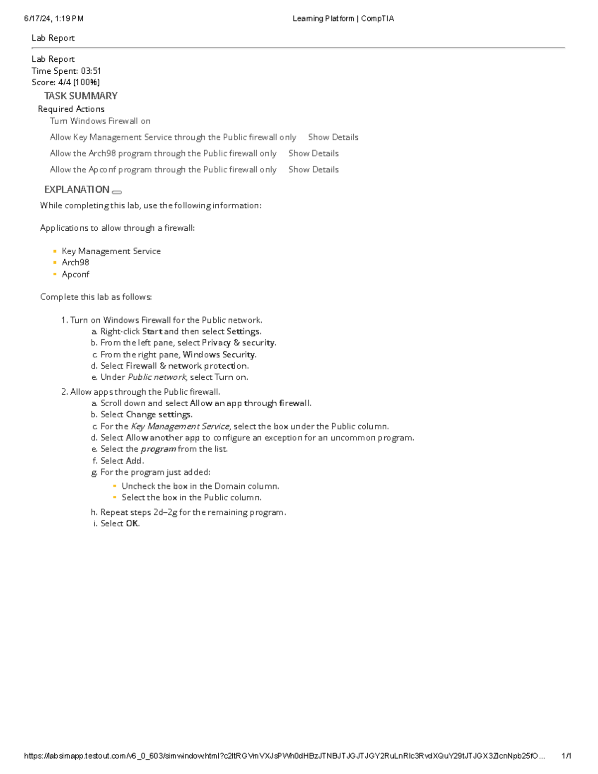 9.8.4 - Lab Report on Configuring Windows Client Firewall - Studocu