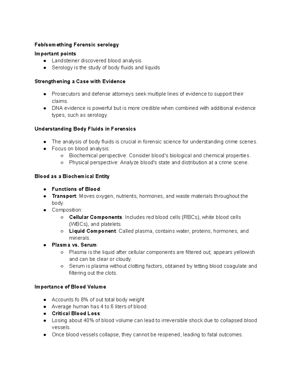 Forensic Science: Blood Components, Chemistry, and Analysis Techniques ...