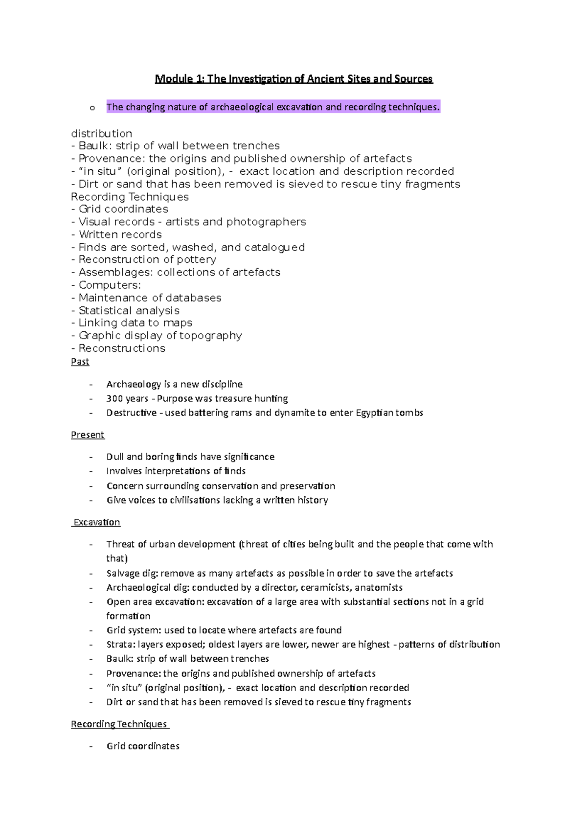 Ancient History Module 1: Archaeology and Its Evolving Practices - Studocu