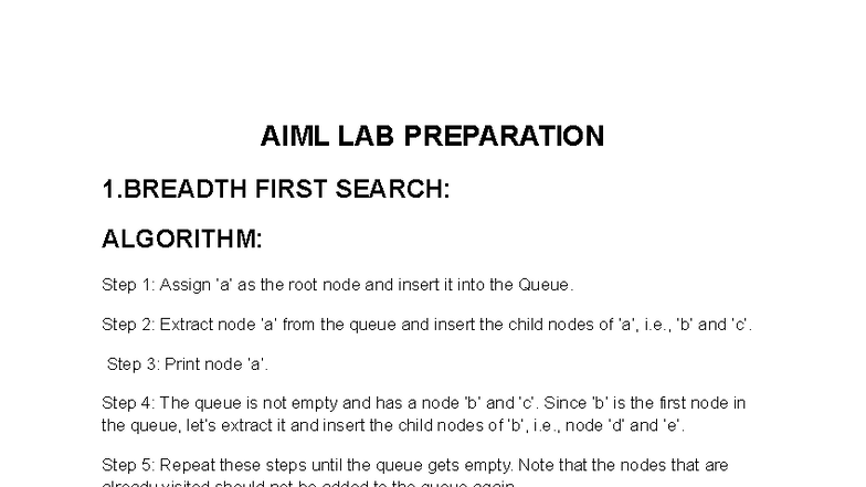 Aimllab Preparation - AIML Artificial Intelligence Lab Notes - Studocu