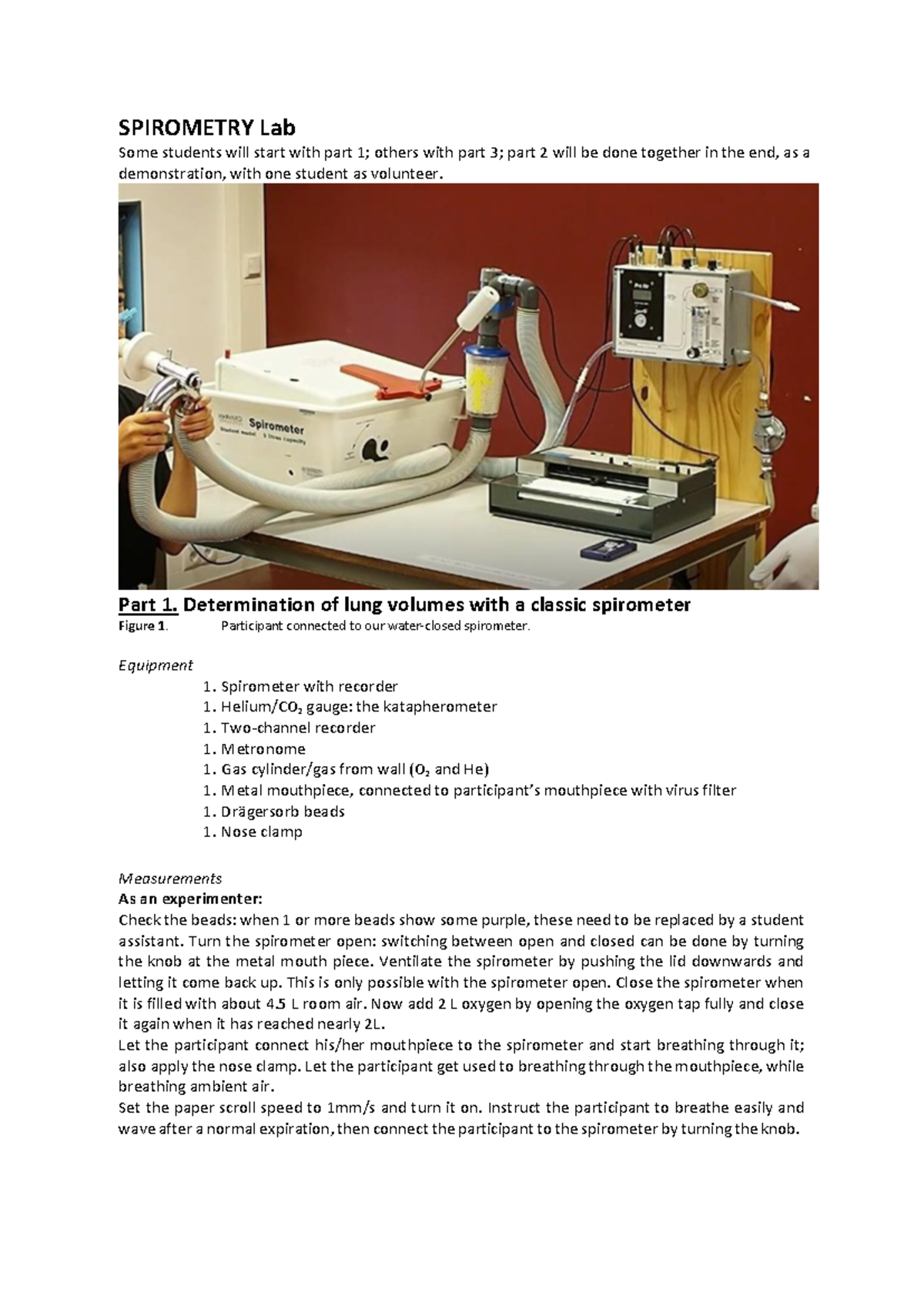 Manual Resp Lab: Spirometry Techniques and Data Analysis 2021-2022 - Studeersnel
