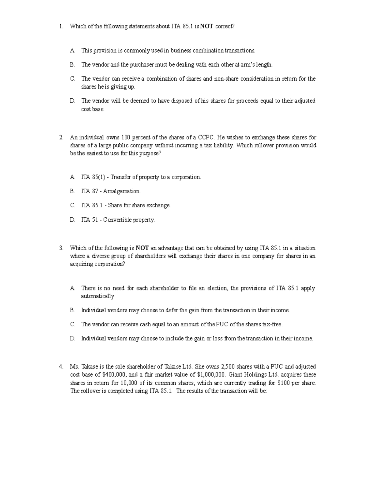 ACCT226 MCQ and Answer Chapter 17 #1 - Which of the following ...