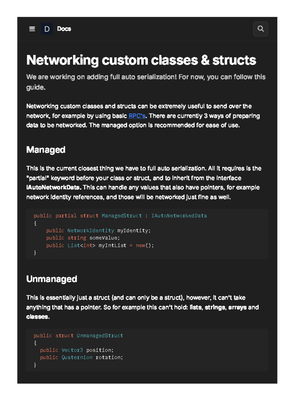 Networking Data Guide - Custom Classes & Structs (213) - Studocu