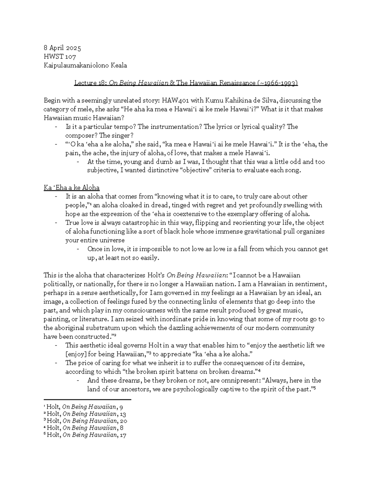 Lecture 18: The Hawaiian Renaissance & Aloha Sentiment HWST 107 - Studocu