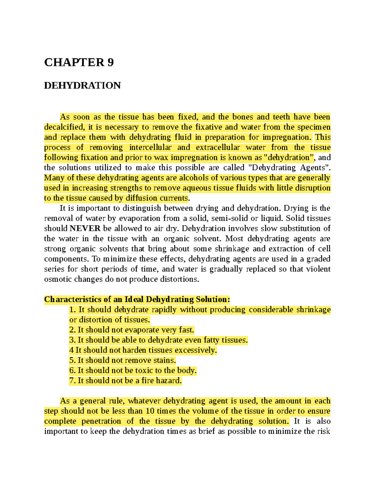 Histopathology Notes: Dehydration and Clearing Techniques - Studocu