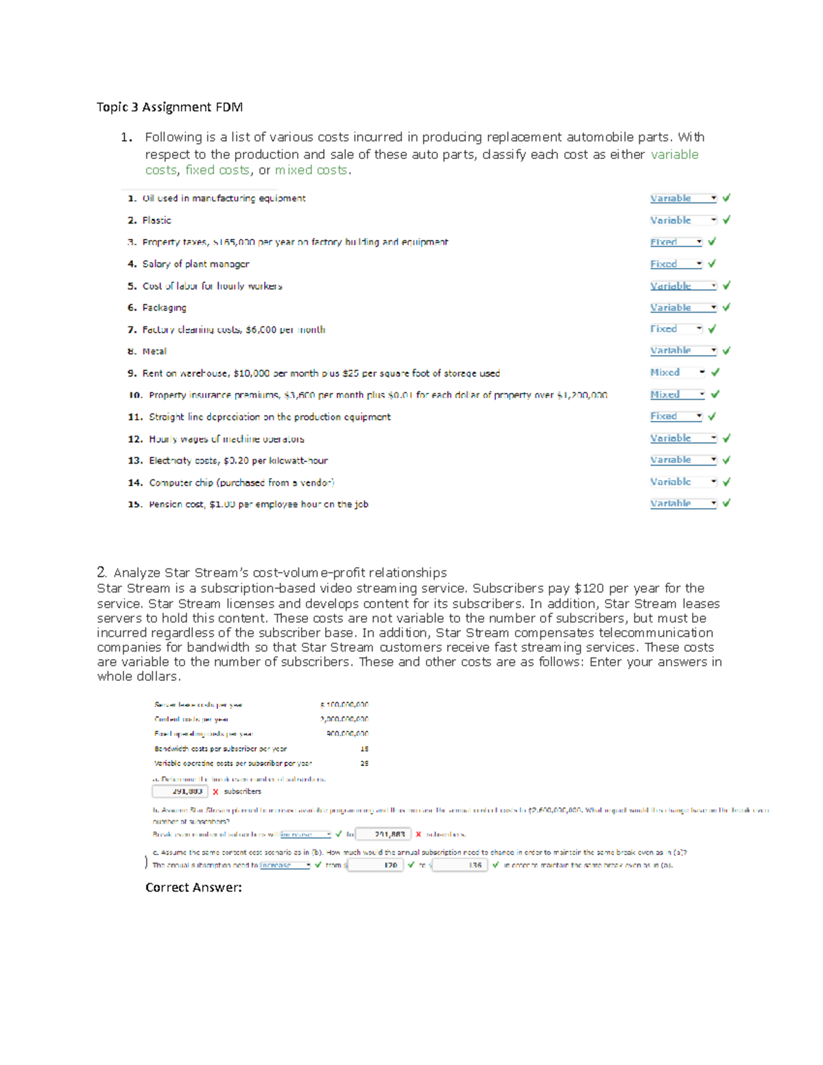 BUS 317 FDM - Topic 3 Assignment: Cost Analysis & Relationships - Studocu