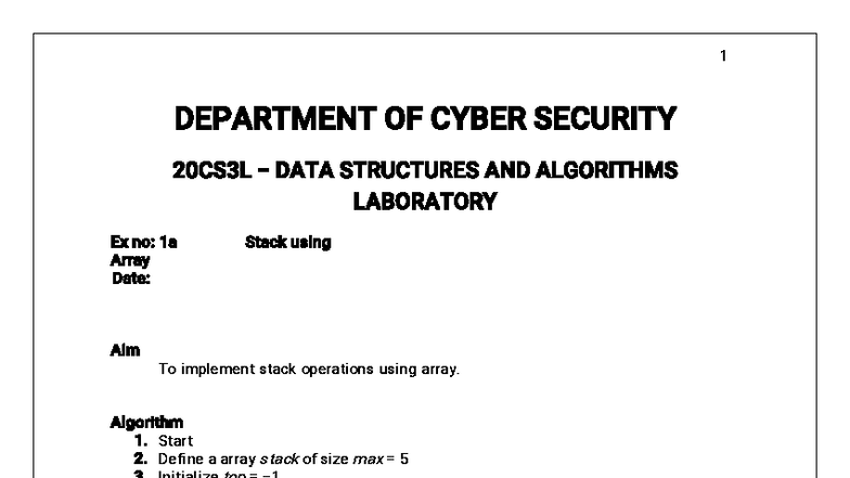 DSALAB Manual - CS20C Data Structures & Algorithms Lab - Studocu