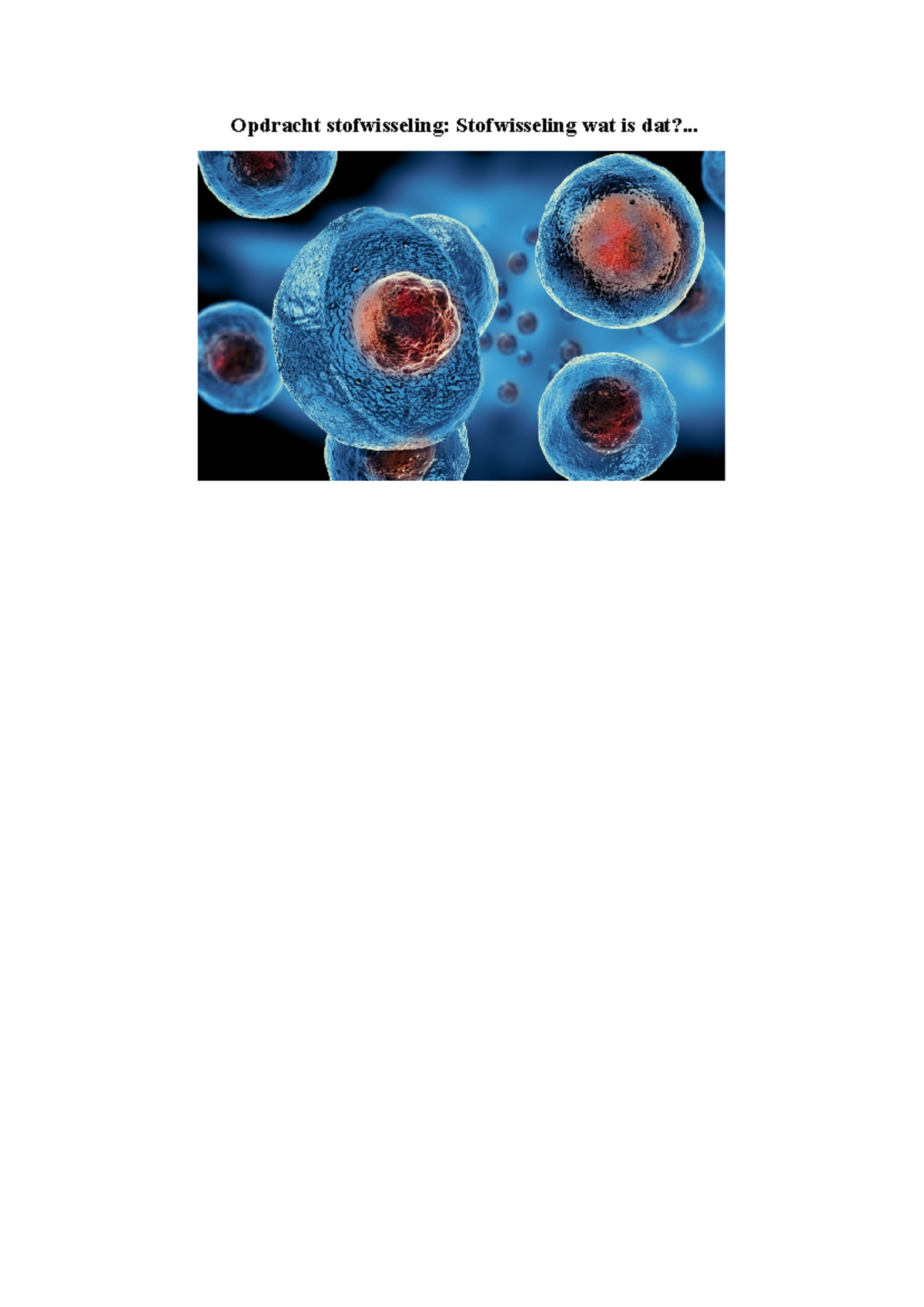 Biologie (Biologie) - Opdracht Stofwisseling en Energiemetabolisme ...