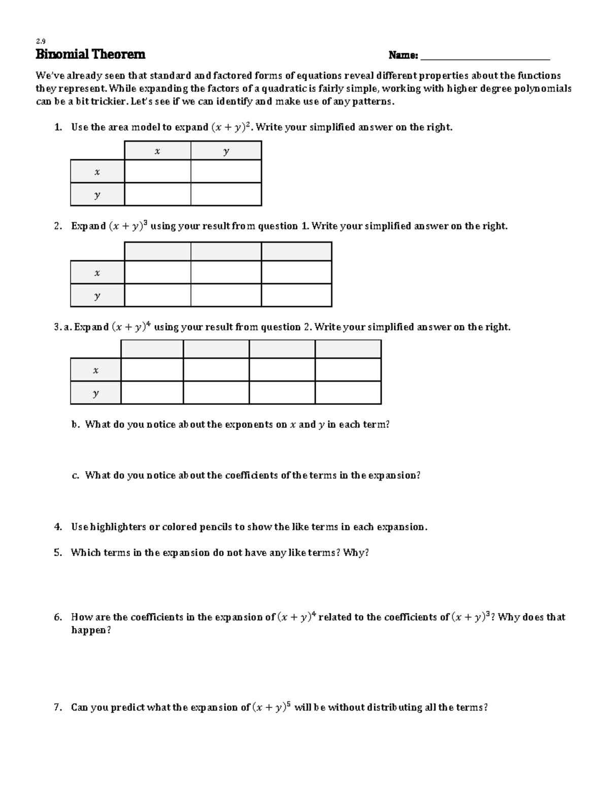 2.9 Binomial Theorem - Precalculus Notes and Expansions - Studocu