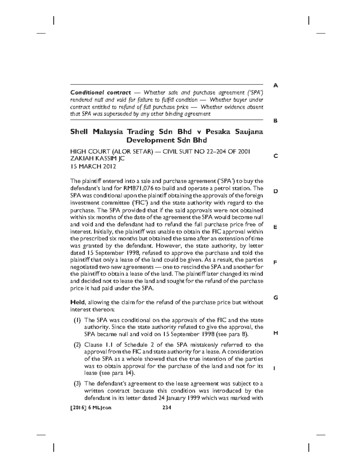 Case Study: Shell Malaysia Trading Sdn Bhd v Pesaka Saujana Development ...