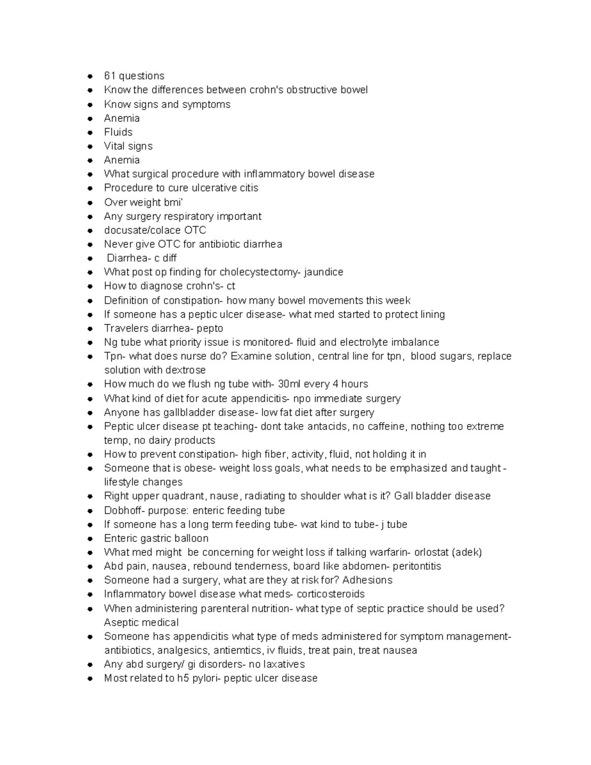 Exam 2 - notes - 61 questions Know the differences between crohn's ...