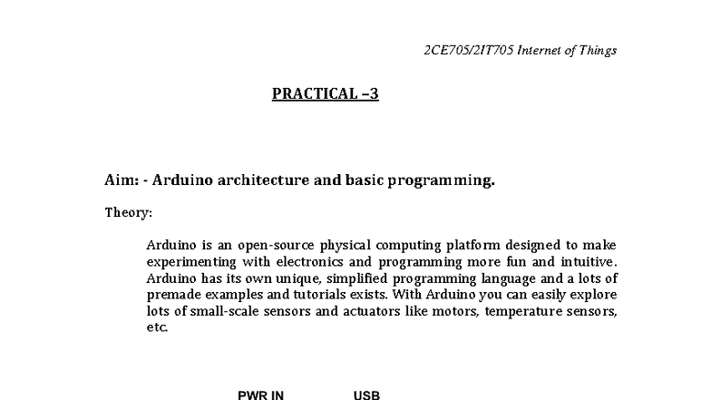 LAB3 IOT: Arduino Architecture & Basic Programming Guide - Studocu