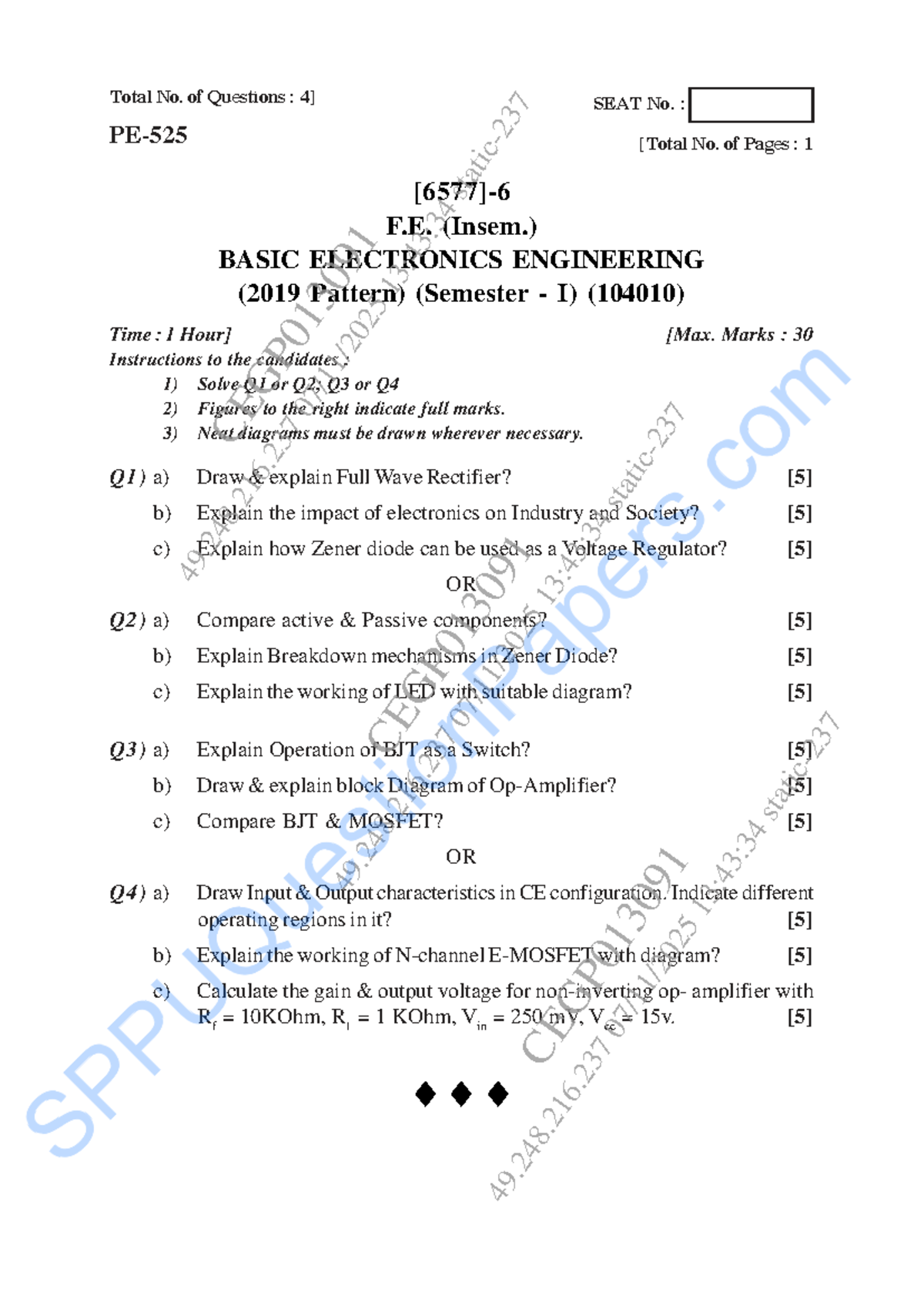 B.E. (Insem.) Basic Electronics Engineering (104010) Exam Q&A Guide ...