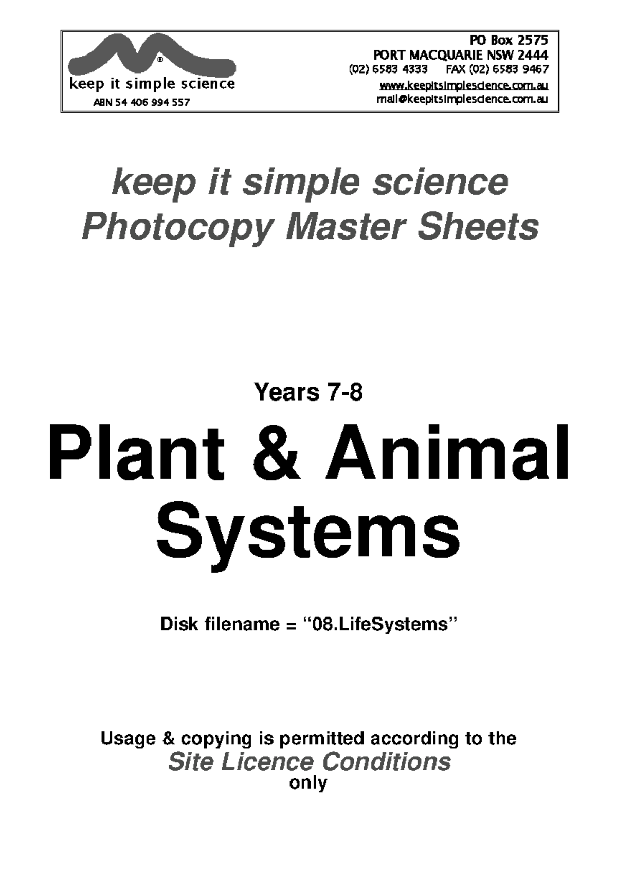 08.Life Systems: Understanding Plant & Animal Structure and Function ...