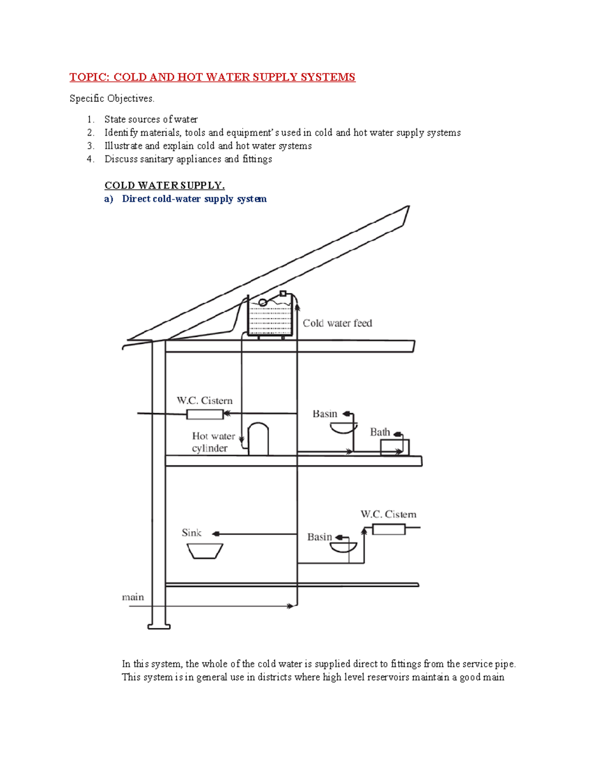 Cold & Hot Water Supply Systems - Detailed Notes for Study - Studocu