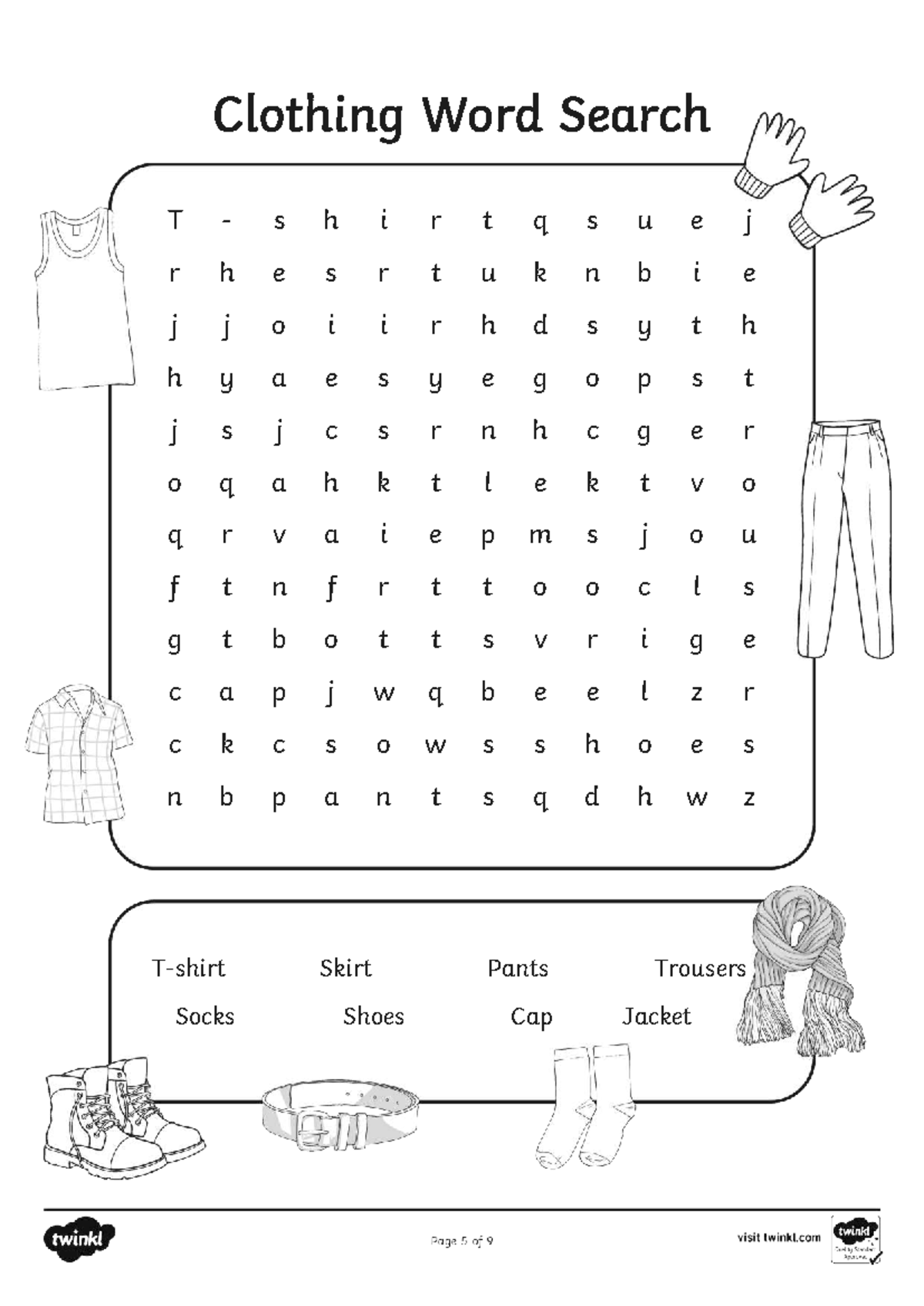 Clothes Worksheet Activity Sheet 5: Word Search Fun - Studocu