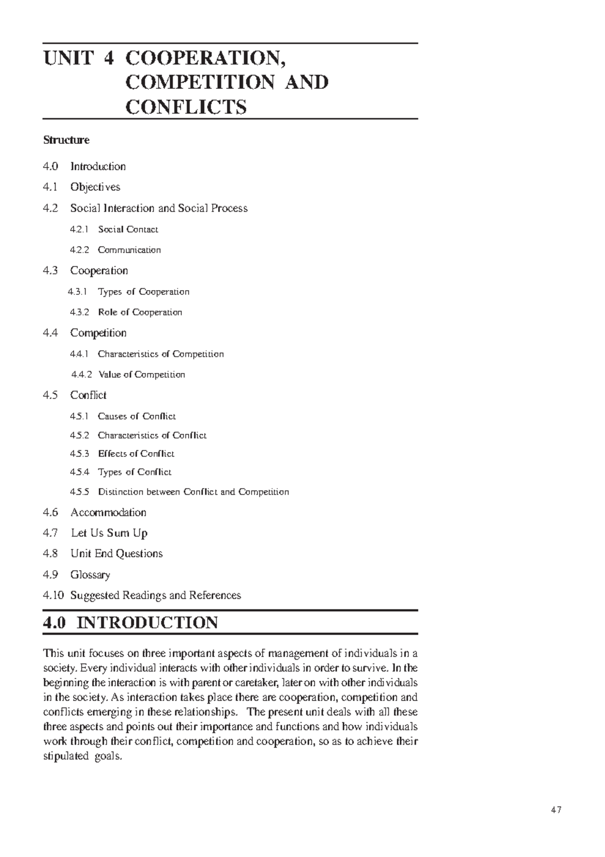 Unit 4: Cooperation, Competition, and Conflicts in Society - Studocu