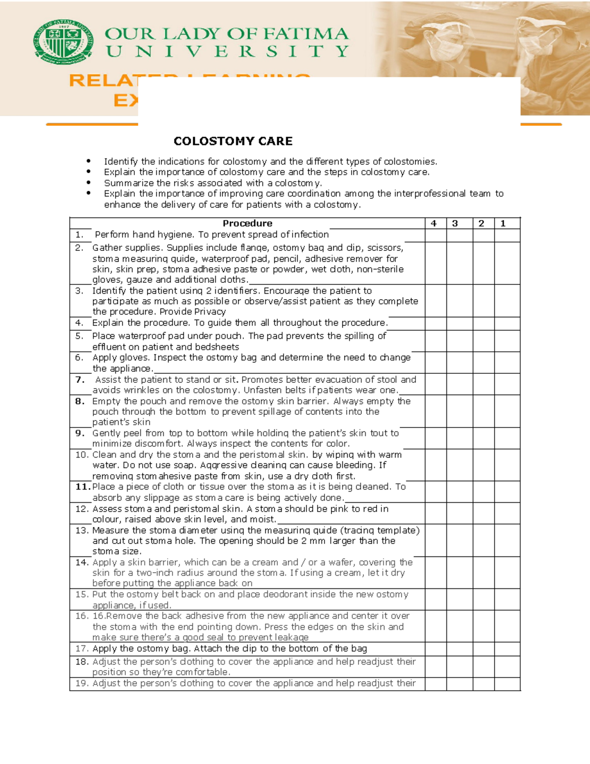 Colostomy Care Guide: Indications, Steps, and Risk Assessment - Studocu